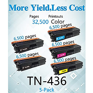MM MUCH & MORE Compatible Toner Cartridge Replacement for Brother TN436 TN-436 TN-433 High Yield Used for HL-L8260CDW L8260CDN L8360CDW MFC-L8690CDW L8900CDW DCP-L8410CDW Printer (5-Pack, 2BK+C+M+Y)