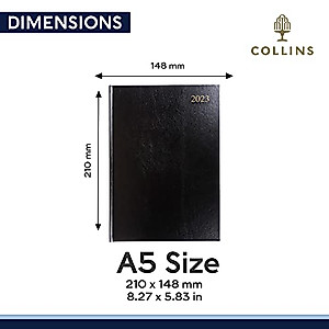 Collins Essential A5 Week to View 2023 Diary - Black - Calendar Year Weekly Diary, Journal and Planner for business, office and personal