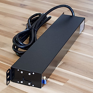 WatchfulEyE WTH-CS/PDU-US 125V/15A Heavy Duty Metal 1U Rack Mount Basic PDU Power Strip 10 ft Extension Cord Integrated Circuit Breaker
