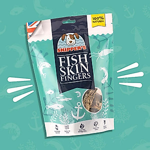 SKIPPER'S Cod Fish Skin Finger Dog Treats - All Natural & Healthy Fish Skin Sticks, Air Dried Long Lasting Chews for Dogs, Good for Teeth and Digestion, Rich in Omega 3, Hypoallergenic | 9 Oz