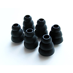 6pcs Small (S) Black Soft Triple Flange Replacement Eartips Earbuds Set Compatible with Sennheiser IE Series, CX Series, CXC Series, CXL Series, OCX Series, and MM Series in Ear Earphone Headsets