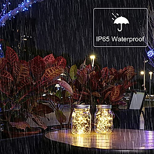 PChero Solar Mason Jar Lights, 2 Pack 30 LEDs Fairy Lights with Jars and Hangers, IP65 Waterproof Decorative Solar Hanging Lanterns Table Light for Outdoor Lawn Home Garden Yard Patio Party Decor
