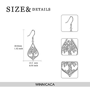 WINNICACA Tree of Life Earrings for Women Sterling Silver Tree of Life Dangle Drop Earrigns Tree Jewelry Gifts for Women Mom Birthday