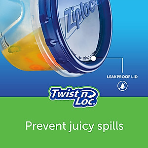 Ziploc Twist N Loc Food Storage Meal Prep Containers Reusable for Kitchen Organization, Dishwasher Safe, Small Round, 3 Count