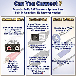 Acoustic Audio AAT1003 Bluetooth Tower 5.1 Home Theater Speaker System with 8" Powered Subwoofer