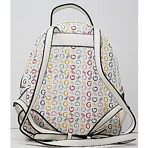 Guess Women's Van Buren White Rainbow Logo Print Small Backpack Handbag Bag