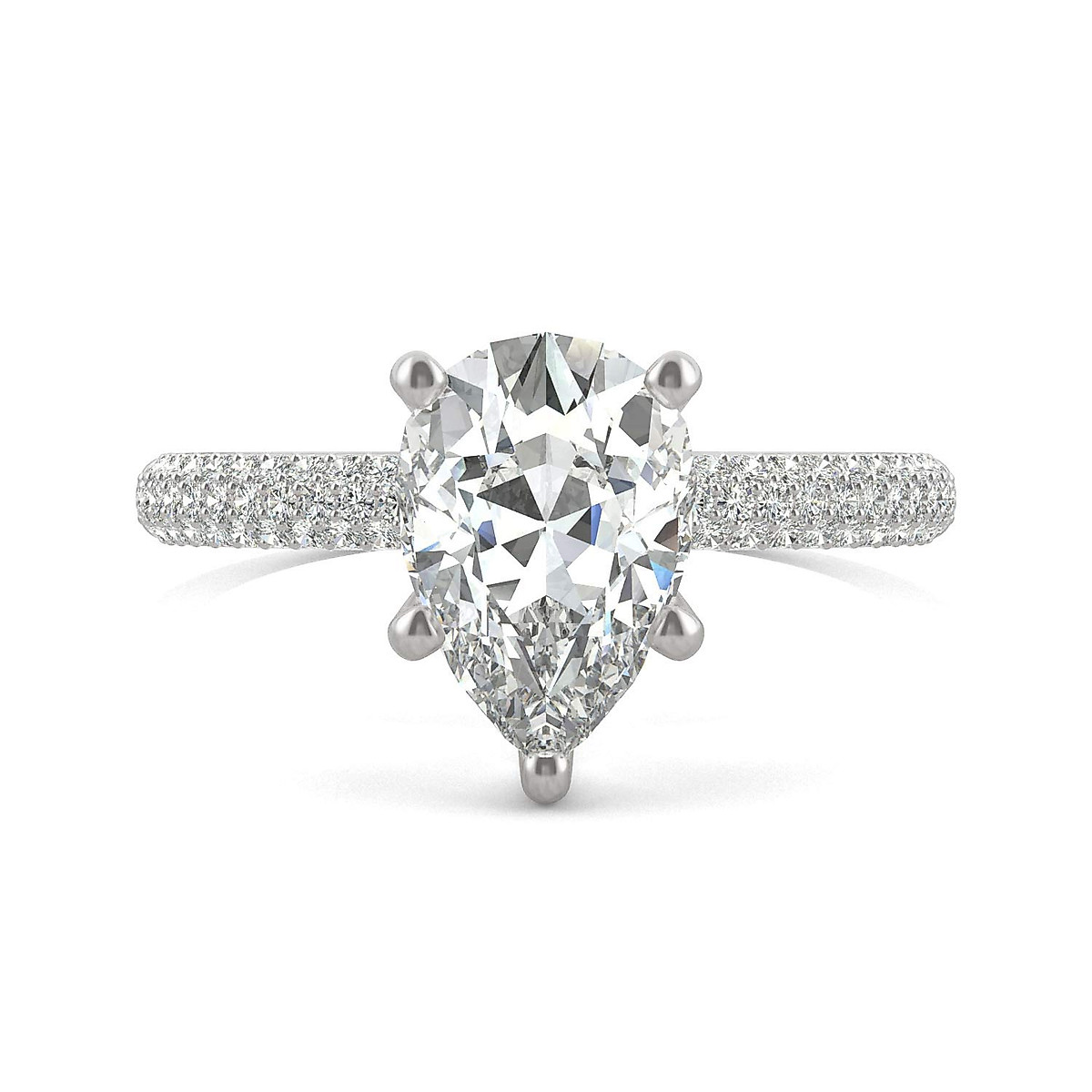 14K White Gold Moissanite by Charles & Colvard 10x7mm Pear Engagement Ring-size 8 2.45cttw DEW