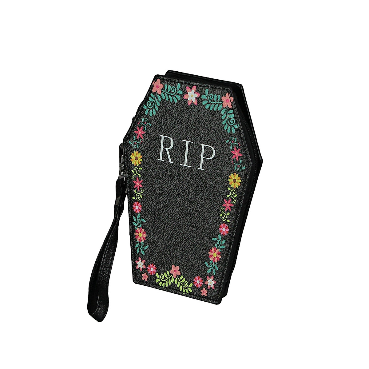 Day of the Dead Sugar Skull Coffin Shaped Wallet With Removable Wrist Strap