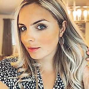 14K Gold Oval Hoop Earrings for Women 925 Sterling Silver Post Hypoallergenic Hoops Earrings