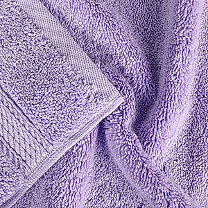 SUPERIOR Solid Egyptian Cotton Face Towel Set, 13" x 13", Purple, 6-Pieces