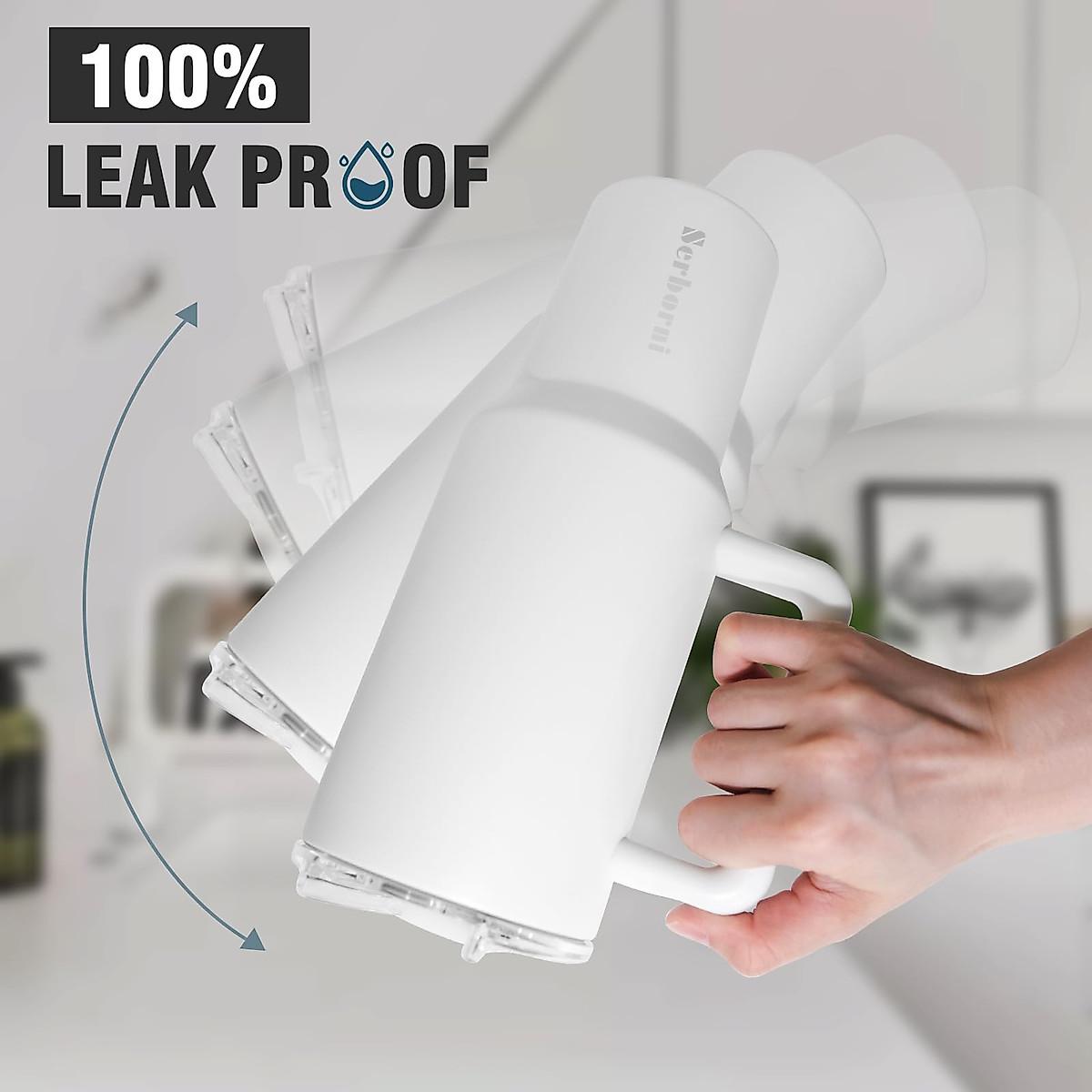 40 oz Tumbler With Handle and 2 Straws 1 Lid, Insulated Tumblers Stainless Steel, Upgraded Leak-Proof Lid For Hot and Cold Insulation Travel Coffee Cup Mug 2024 Upgrade（Green Tint）