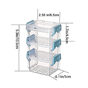 5 Pack Small Plastic Box, SIYOMG 3 Tiers Clear Plastic Organizer with Locking Lids, Small Plastic Storage Containers for Crafts, Stationery, Jewelry, Sewing Accessories Classroom Home Supplies