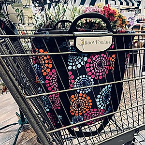 RoomForLife - Clever Shopper - Dual Handles +Shoulder Strap + Cart Handles - 1 Pocket - Collapsible - Reusable Sanitary Shopping Bag / Bright Lights