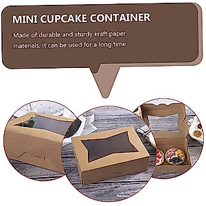 SOLUSTRE 3pcs Boxes Packing Box Mini Paper Cups Mini Cake Boxes Snack Box Container Kraft Paper Treat Box Muffin Boxes Paper Take Out Box Shipping Boxes Bakery Take Out Containers Pie Boxes