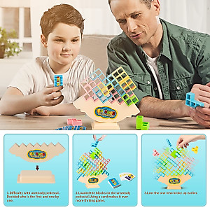 YISOOPEI 32pcs Stacking Toys Balance Building Blocks, Blocks for Kids Ages 4-8, 2 Player Games for Family Games for Kids and Adults,Travel Games Adult,Party Games.