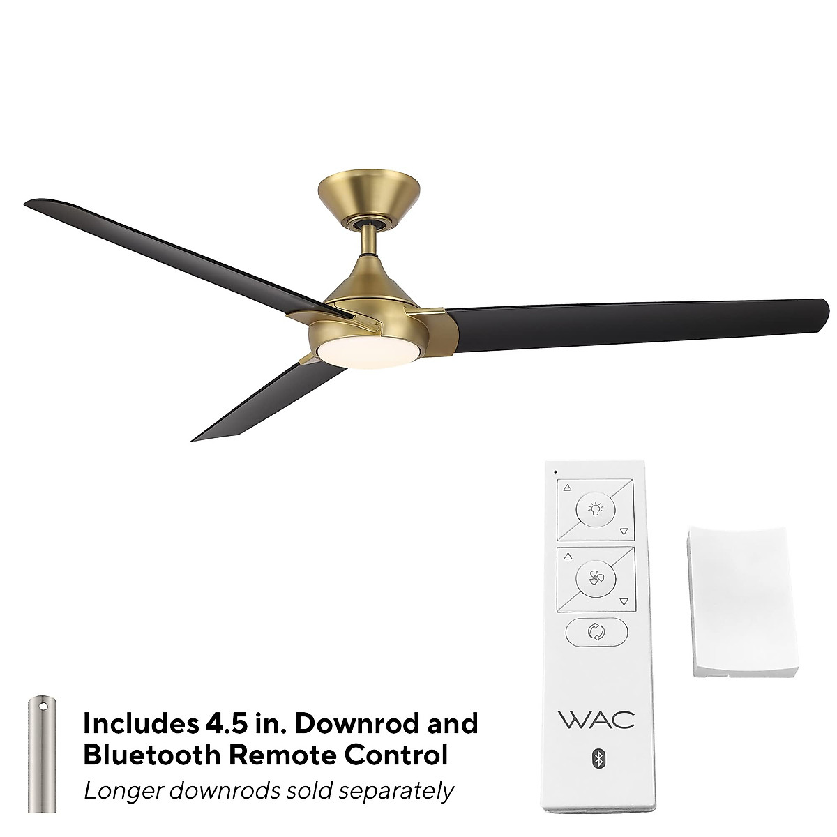 Zelda Indoor and Outdoor 3-Blade Smart Ceiling Fan 60in Soft Brass Matte Black with 3000K LED Light Kit and Remote Control works with Alexa and iOS or Android App