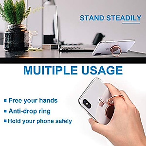 Rngeo Finger Ring Stand & Magnetic Mount Set, Pack of 4 Universal Thin 360 Degree Rotation Phone Rings & Air Vent Cell Phone Holder for Car, Compatible with All iPhone & Android Smartphones