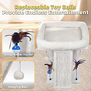 TWDEPART Cat Tree Cat Tower with Cat Scratching Post for Indoor Cats,Activity Centre Climbing Tree Cat Furniture with Playful Toy Balls,Beige