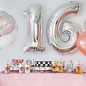 Lallisa 6 Pack Sweet 16 Gifts for Girls Drinking Glasses with Lids and Straw 16th Birthday Decorations Clear Sweet 16 Coffee Glass Cups for Daughter Granddaughter Niece Student Party Supplies Favors