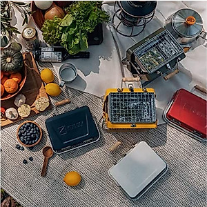 KENLUCK Mini Charcoal Grill, Portable Backpack Stainless Steel BBQ Grill, Table Top Collapsible Barbecue Grill for Small Patio and Backyard, Foldable Outdoor Accessories for Camping, Picnic, Beach (Lucky Gloss Red)