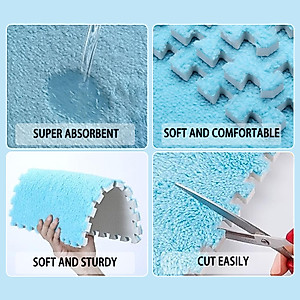 BNOSDM 12Pcs Guinea Pig Plush Pads, Reusable Rabbit Sleeping Floor Mats with Edging, Washable Guinea Pig Fleece Cage Liners, Soft Warm Bunny Bedding, Cage Pad for Small Animals (11.8", Blue)