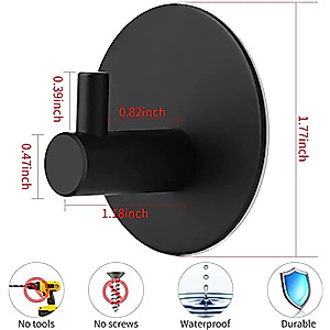 KINMINGZHU 2pcs Black Self Adhesive Hooks, Self Adhesive Wall Mounted Hanger，No Drill No Screw for Key Coat Towel for Kitchen Bathroom Toilet