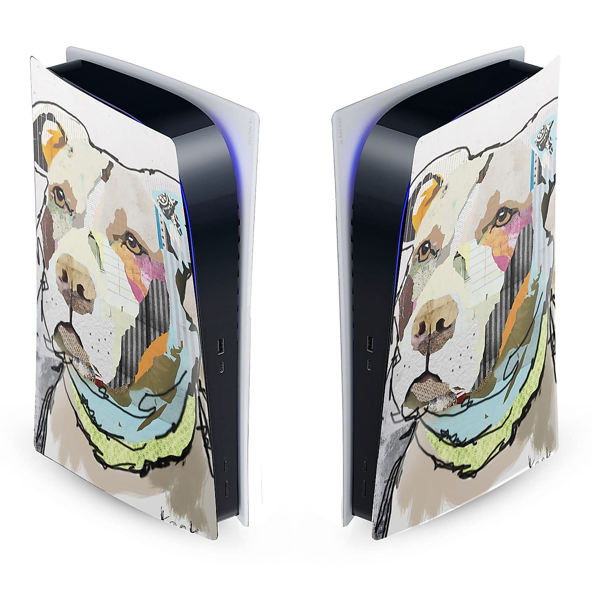 Head Case Designs Officially Licensed Michel Keck Pitbull Art Mix Vinyl Faceplate Sticker Gaming Skin Decal Cover Compatible With Sony PlayStation 5 PS5 Digital Edition Console