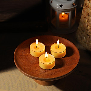 36pcs Beeswax Tealight Candles- 4 Hour Burn Time Natural Beeswax Candles Pure Handmade Bee Wax Candles Clean Burning for Dinner Table, Wedding, Spa Relaxation