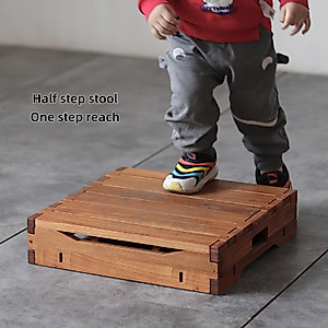 unununu Wooden Platform 3.7" Height.One Step Stool Larger 31.5" for Adults&Senior. Carbonization Porch Step,Stair Assist Indoor&Outdoor,Bedside Foot Stepper,Mobility Stepping.for Handicap,Elderly,Kids