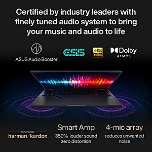 ASUS 2023 ProArt StudioBook 16 OLED Laptop, 16” 3.2K OLED Touch Display, Intel Core i9-13980HX CPU, Nvidia GeForce RTX 4060 GPU, 16GB DDR5 RAM, 1TB SSD, Windows 11 Home, H7604JV-PS94T, Mineral Black