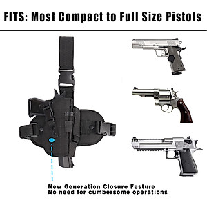 Drop Leg Holster Right Handed - Airsoft Holster with Magazine Pouch Thigh Pistol Gun Holster Tactical Adjustable,Suitable to Hold Full Size Mid Size and Compact Pistols. (Black)