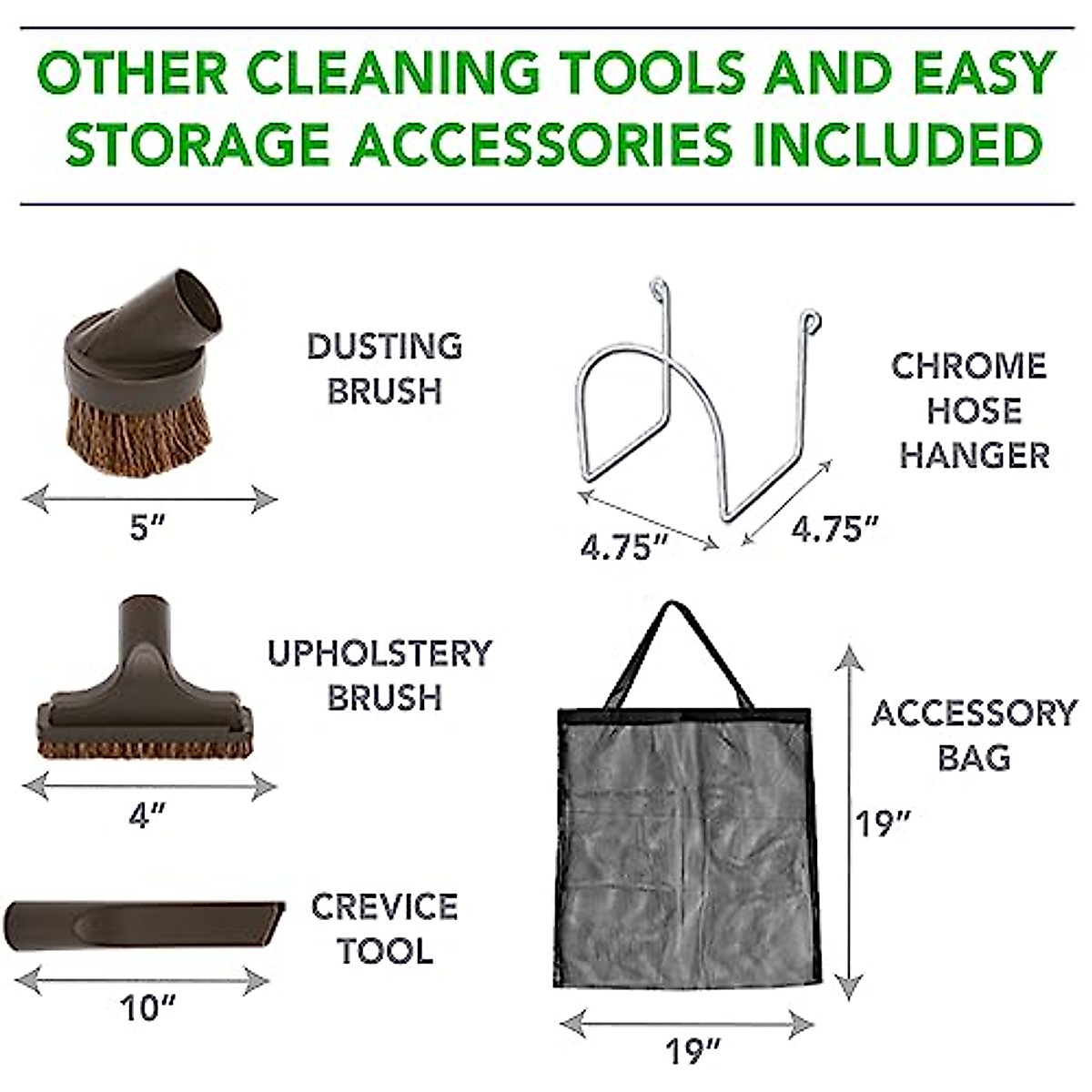 OVO, 550 AW, Compact and Powerful Central Vacuum System, Use with Disposable Filtration Bags only 18 Gal / 4.75L with 30ft Carpet Deluxe Accessory kit Included