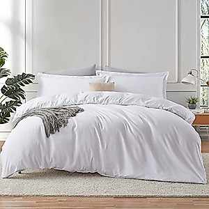 Hearth & Harbor Twin Duvet Cover Set - Soft White Duvet Cover Twin, Double Brushed Twin/Twin XL Duvet Cover 2 Piece with Button Closure, 1 Twin Size Duvet Cover 68x90 inches and 1 Pillow Sham