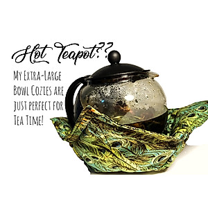 Fun Novelty Print Microwave Bowl Cozy - 8.5 inches for up to 8 inch bowls - Homemade in Texas, USA (Fiesta - Multi)