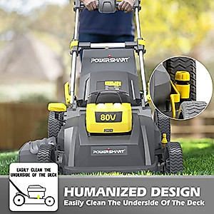 PowerSmart 26-Inch Self-Propelled Lawn Mower, 80V Lithium-Ion Dual-Force Cutting Cordless Lawn Mower with 6.0Ah Battery & Charger