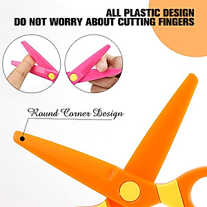 LOVESTOWN 5 PCS Pre-School Training Scissors, Plastic Safety Scissors Child-Safe Scissors Toddler Scissors Age 3 for Toddler Arts and Crafts
