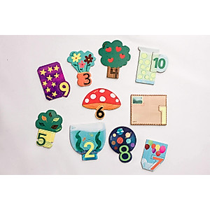 Wooden Matching English Number Magnets for Fridge, Educational Matching Game for Toddlers and Kids 3+ Years Old - Self-Correcting Number Puzzle- Fridge Magnets for Toddlers