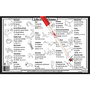 Tot Talk Educational Kids Placemats - Animals Nature of 4 Table Mats: Ocean, Jungle, Savanna, Mountain Animals - Reversible Activities - Waterproof, Washable, Wipeable, Durable, Double-Sided