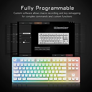 75% Keyboard - Creamy Keyboard, TKL Mechanical Gaming Keyboard, Hot Swappable Keyboard, K87 PRO with Pudding Keycaps Wired RGB Keyboard for PC PS4 Xbox - Red Switch