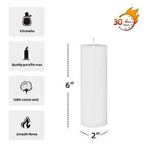 Zest Candle Pillar Candles, 2 by 6-Inch, White Citronella
