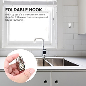PRETYZOOM Non-Marking Folding Hook Bedroom Foldable Hangers Towel Door Hanger Jacket Hanger Aluminum Hook Robe Hooks Towel Hooks Metal Hangers Wall Clothes Hook No Trace Zinc Alloy