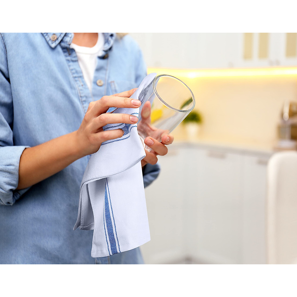 Utopia Towels 24X Pack Dish Towels (15 x 25 Inches)- 100% Ring Spun Cotton- Super Absorbent- Linen Kitchen Towels- Soft Reusable- Cleaning Bar, and Tea Towels Set (12X Grey & 12X Blue)