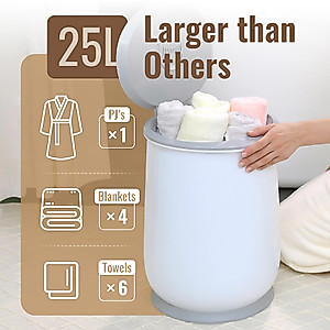 Towel Warmer - 25L Large Towel Warmers for Bathroom, Bucket Warmers with LED Display, Heat Timer 20/40/80 and Up to 24 Hour Delay Timer, Heater for oversized towels, bathrobes, and blankets, White