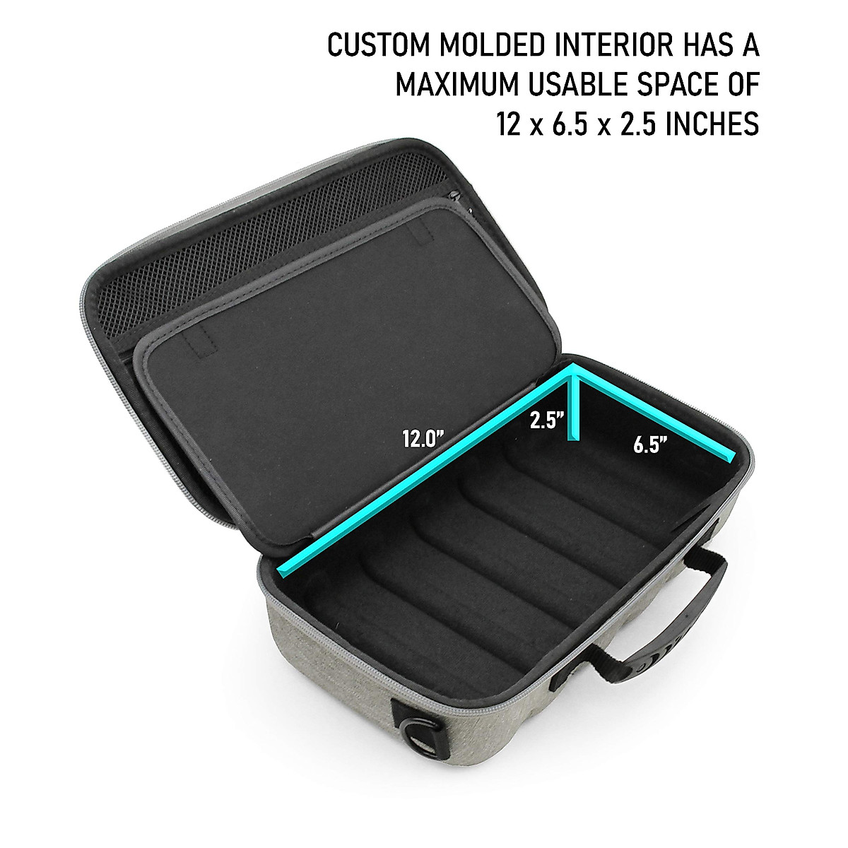 CASEMATIX Gray Audio Mixer Case Compatible With Yamaha AG06MK2 USB Interface or Yamaha AG03MK2 Audio Mixers & Recording Accessories - Includes Carry Case Only with Shoulder Strap and Carry Handle