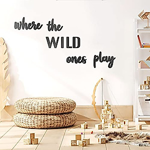 Xylolfsty Playroom Wall Decor, Where the Wild Ones Play Room Sign Wooden Wall Art Decoration for Boys and Girls Toy Room Kids Toddler Nursery Room Bedroom Home Word Cutouts Sign 8 pcs