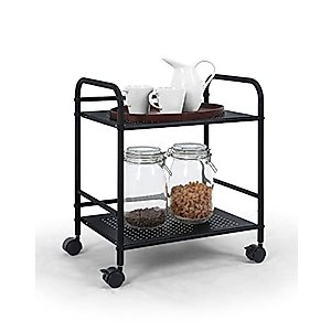 SunnyPoint Minimalist Style Utility Rolling Shelf Cart (BLK)
