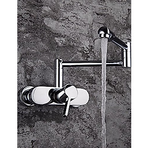 SJQKA-Faucet All copper wall type sink, sink, hot and cold kitchen faucet, dish basin, rotary folding faucet