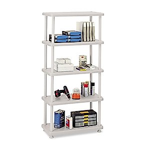 Iceberg ICE20853 Rough N Ready High Density Polyethylene Open Storage System, 36" Width x 74" Height x 18" Depth, 5 Shelves, Platinum
