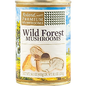 Roland Foods Premium Canned Wild Forest Mushrooms, 14.1 Ounce Can, Pack of 4