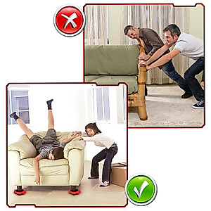 BTEC Furniture Lift Mover Tool Set, Furniture Lifter with 4 Sliders, 660lbs Furniture Movers for Heavy Furniture (Red)